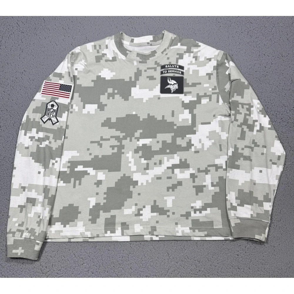 Nike | Shirts | Nike Minnesota Vikings Shirt Mens Large Gray Camo Nfl ...
